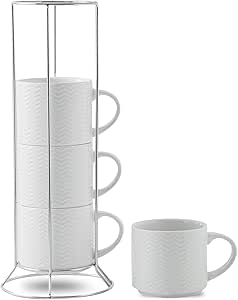 Amazon.com: Hasense Coffee Mugs 12 OZ Ceramic Cups Set of 4, Stackable ...
