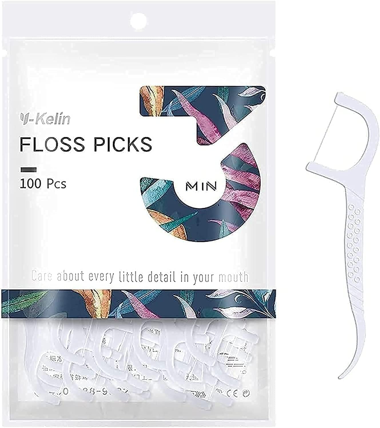 Y-Kelin Dental Floss-100 Pcs Dental Floss Toothpick,Teeth Stick,Tooth ...