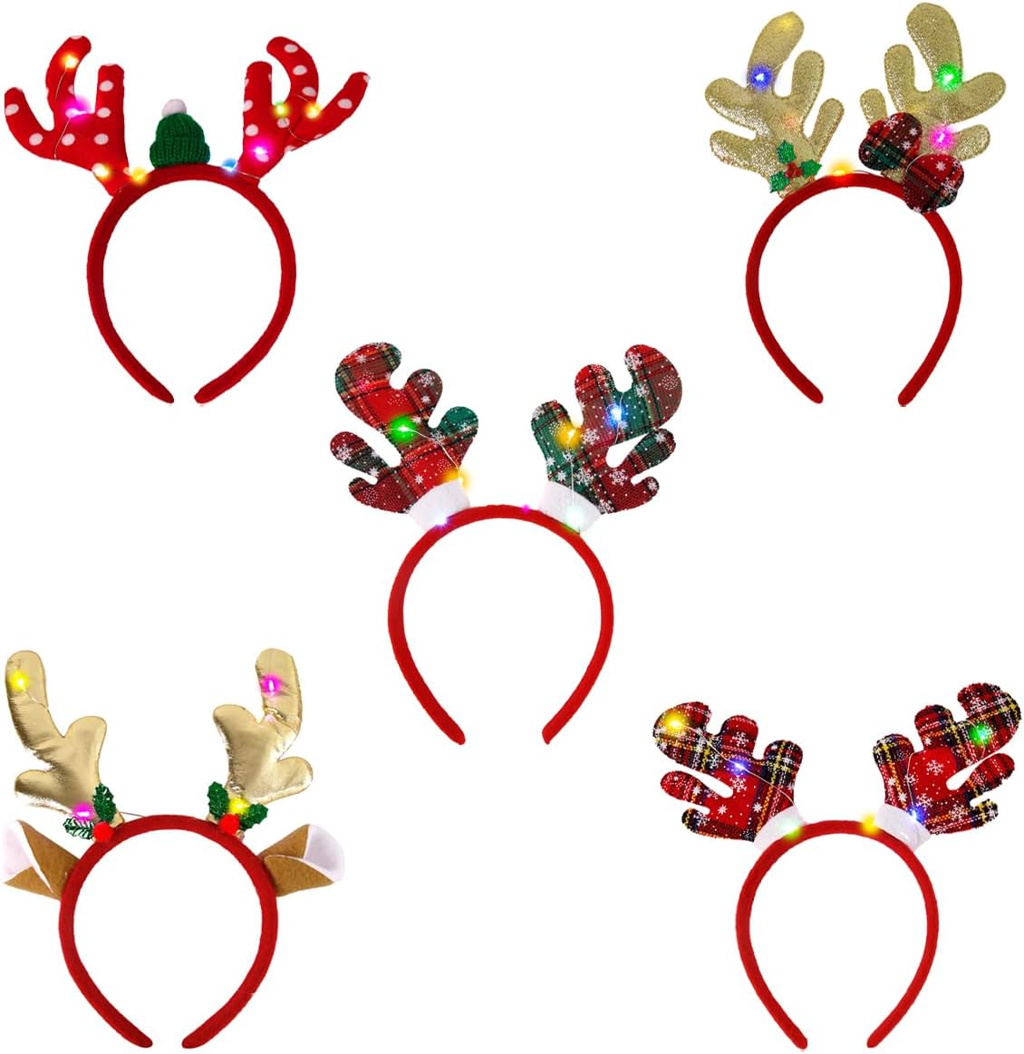 Amazon.co.jp: Lanito クリスマスカチューシャ クリスマス 光る 飾り トナカイ カチューシャ 5個セット 光るカチューシャ クリスマス 髪飾り カチューシャ 可愛い ヘア ...