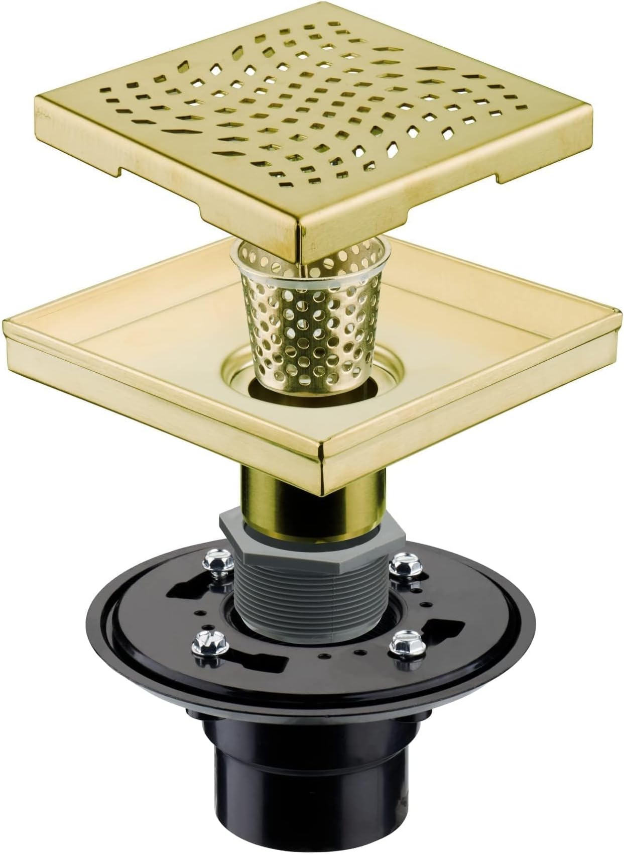 Antique Brass Square Floor Drain Shower Ground Drainer with Strainer ...