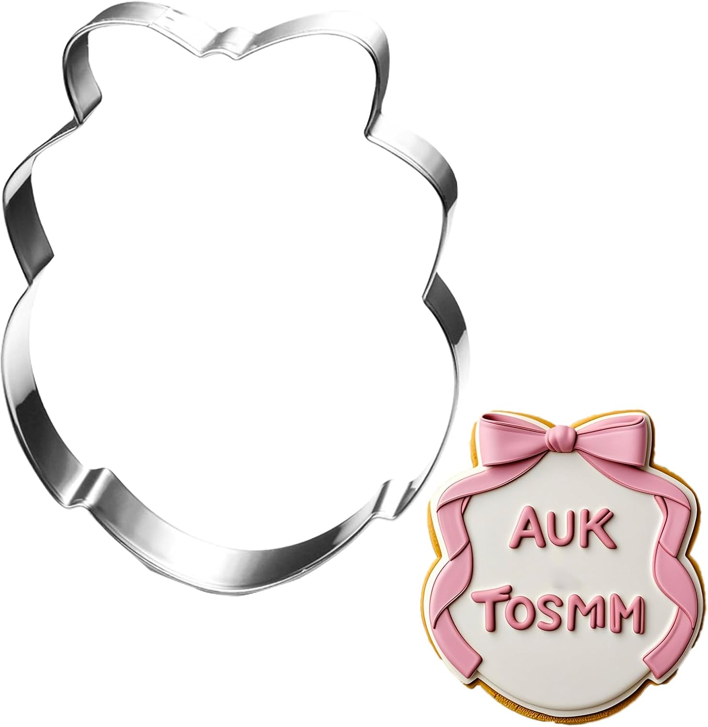 Amazon.com: Auktosmn Oval Cookie Cutter Set with Bow- 3.78 Inch ...