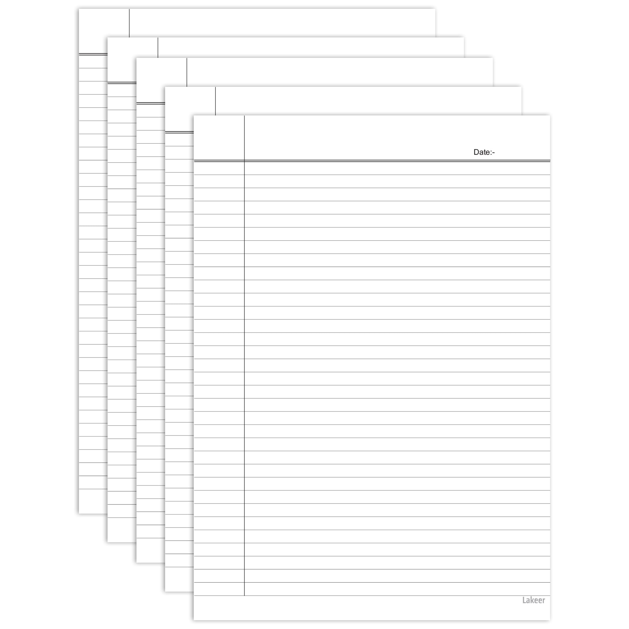Lakeer A4 Single Side Ruled Paper - 100 GSM Thick Paper, Pack of 100 ...