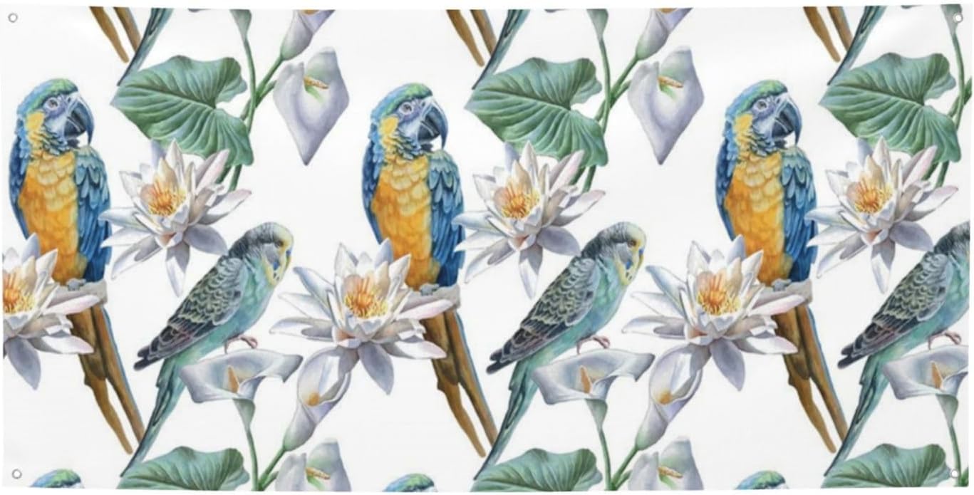 Amazon.com : Parrots on Branches Banner Party Decor Backdrop Banner ...
