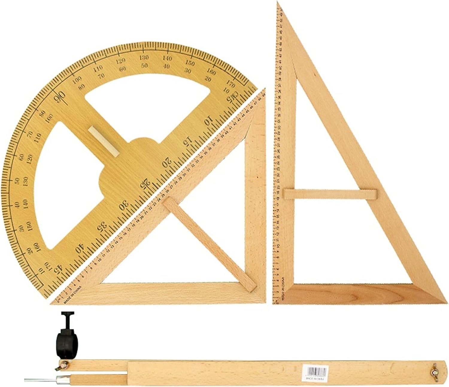 Amazon.com : Math Compass Geometry Set Solid Wood Teacher' Triangle ...