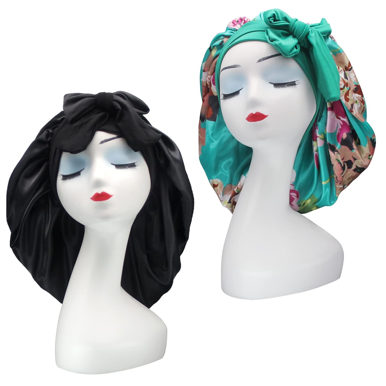 Amazon.com: Hanbertti Silk Satin Hair Bonnet Sleeping Hat With Stretch ...
