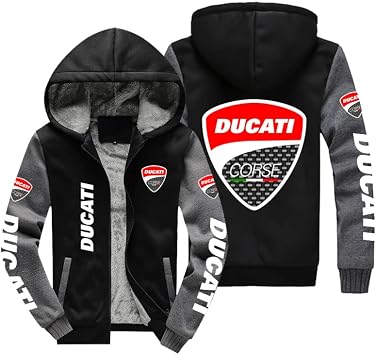 CLOZAM Felpe con Cappuccio per Uomini Zip Up Sweashirts per Ducati Pile ...