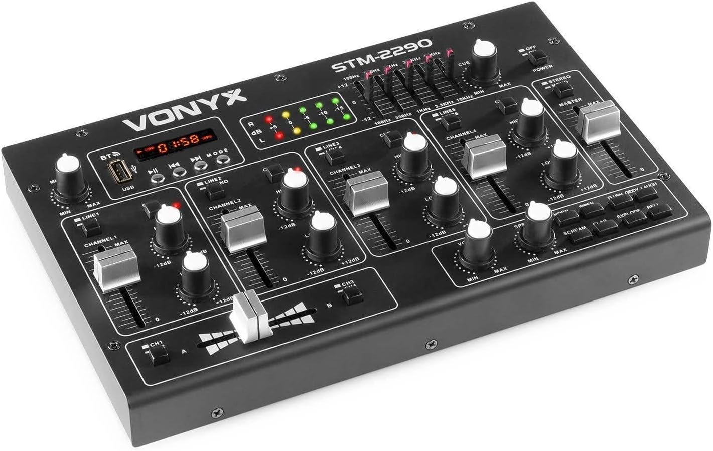 Vonyx CDJ500 DJ Controller mit Verstärker, 200 Watt, DJ Mischpult ...