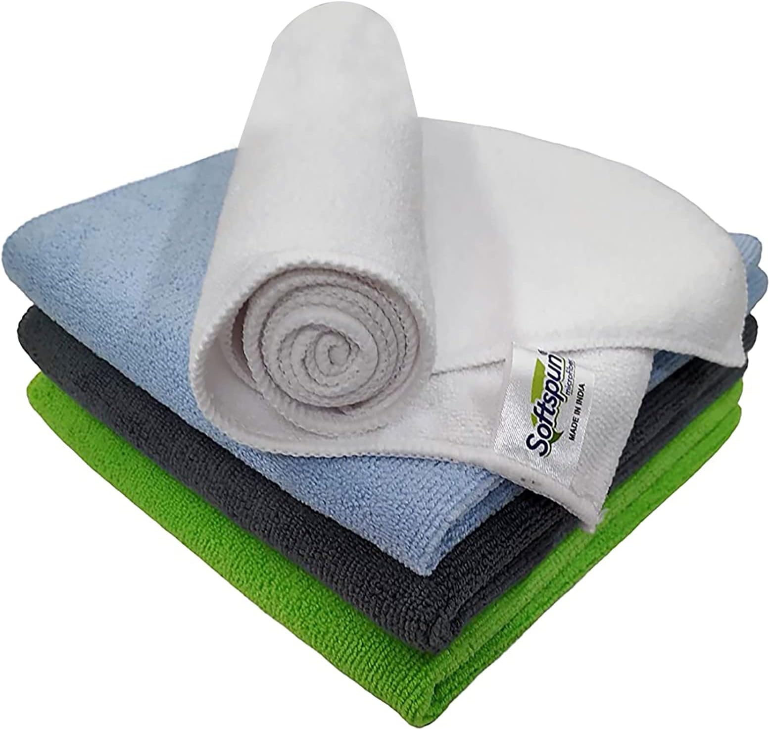 SOFTSPUN Microfiber Cleaning Cloths, 4pcs 40x40cms 340GSM Multi-Colour ...