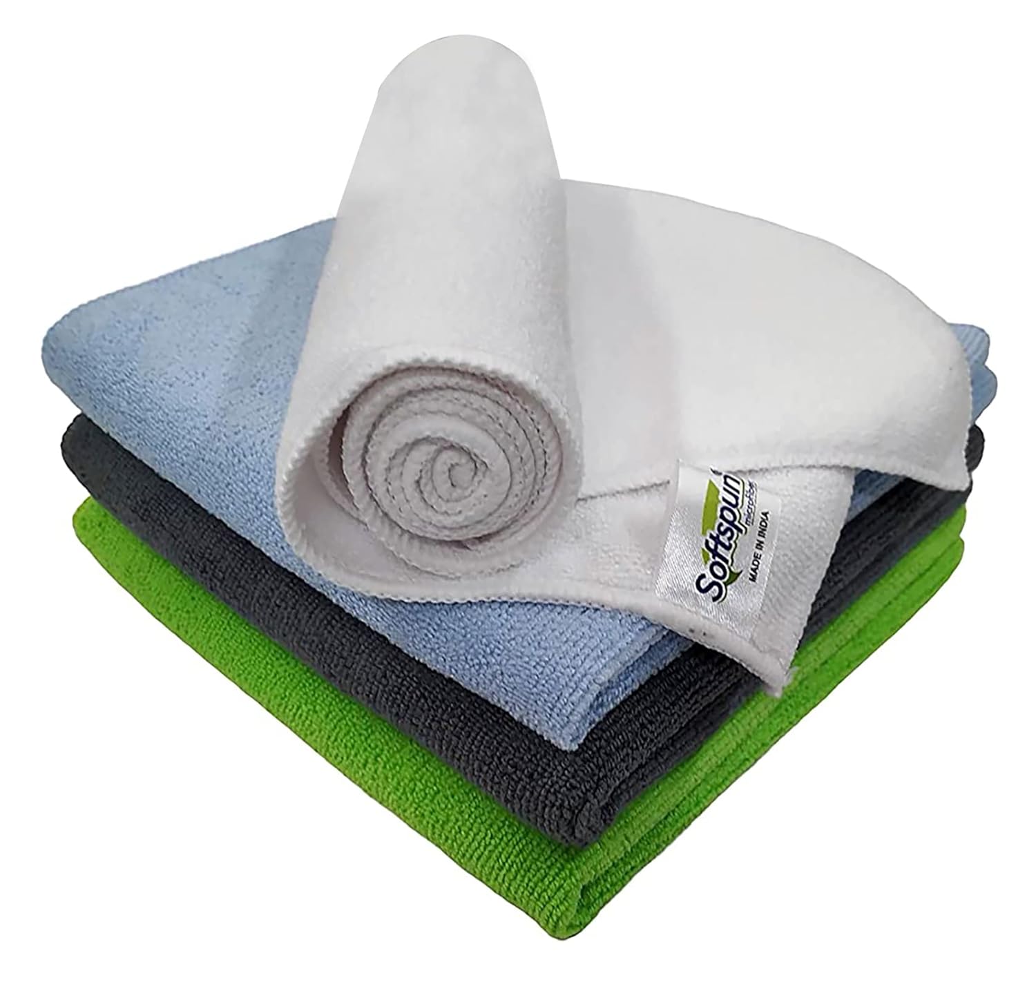 SOFTSPUN Microfiber Cleaning Cloths, 4pcs 40x40cms 340GSM Multi-Colour ...