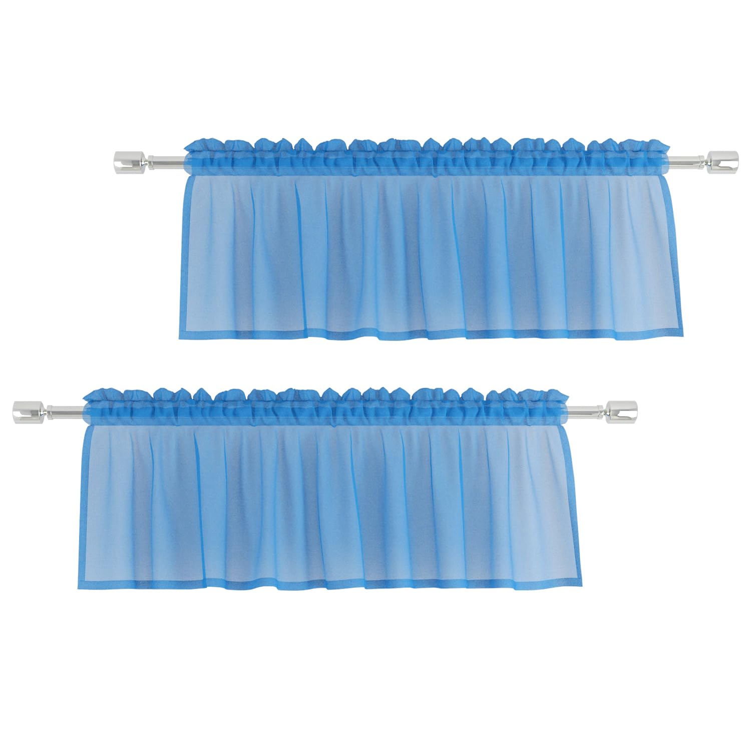 Amazon.com: EURZAAR Blue Valances 2 Pieces Sheer Valences 18 inch ...