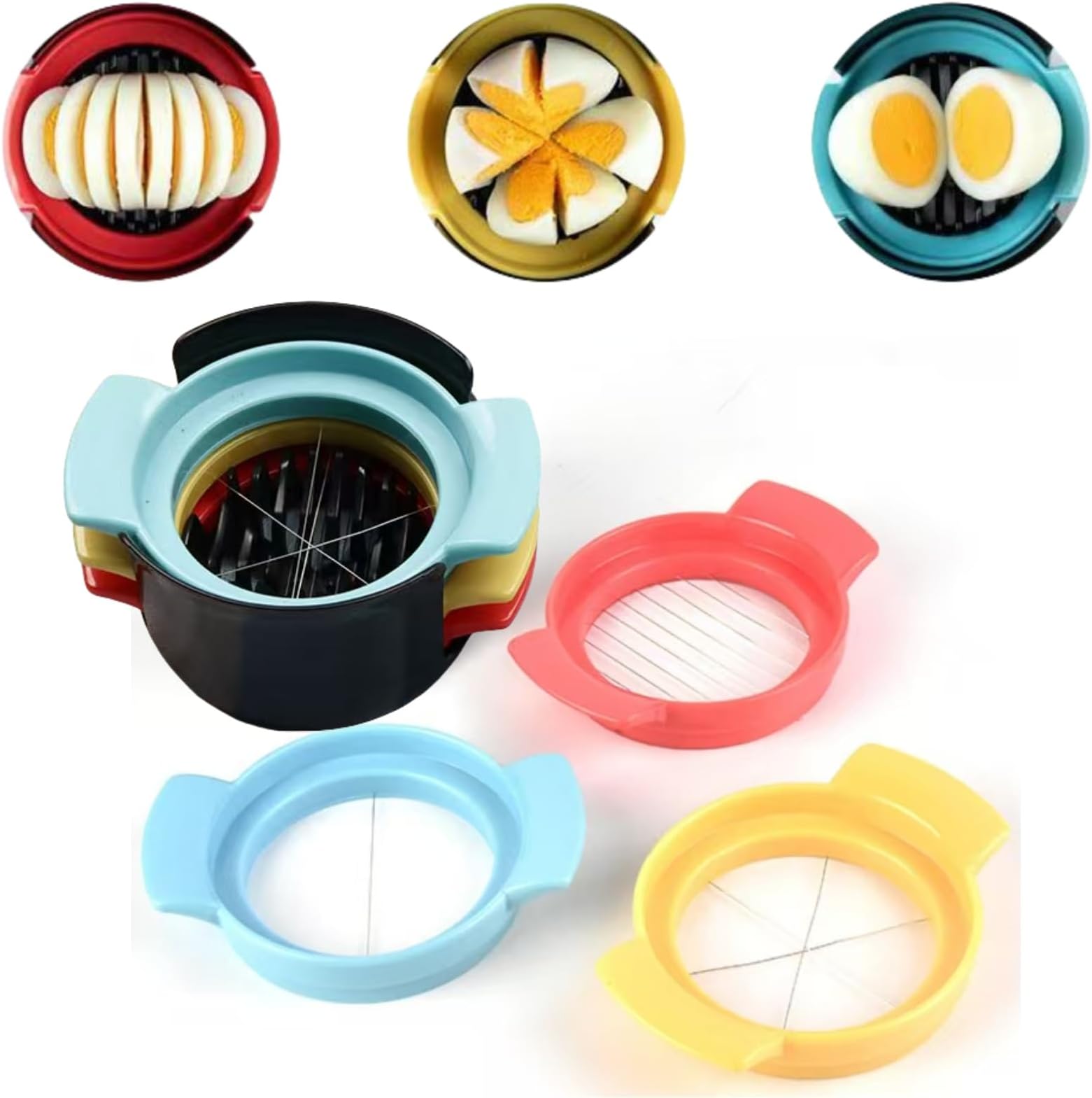 Amazon.com: Egg Slicer Set With 3 Cutters Cut Boiled Eggs Into Thin ...