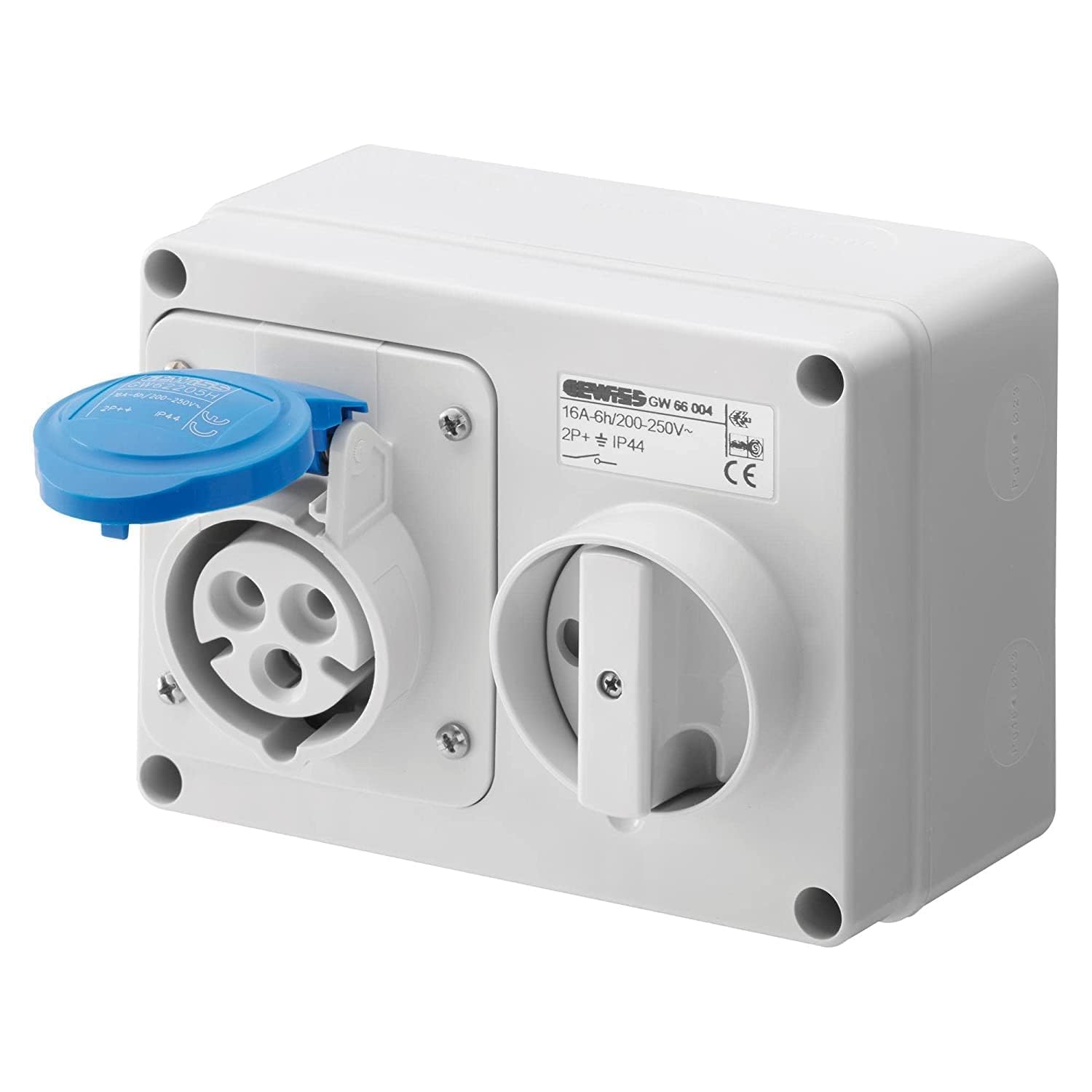 Gewiss GW66004 Horizontal Interlocked Socket Outlet, IP44, 6 Reference ...