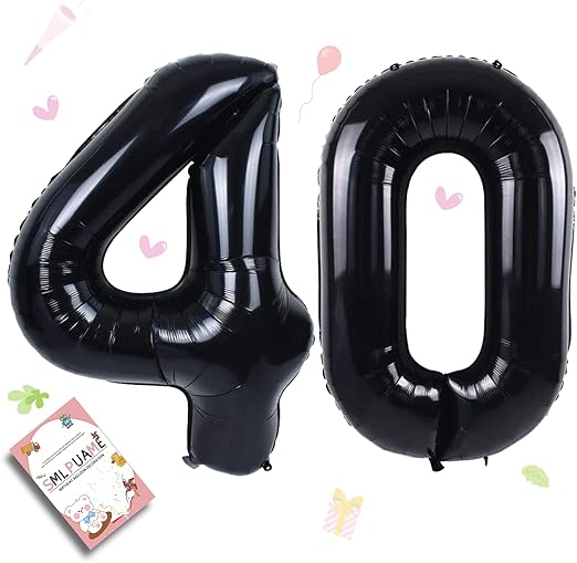 Amazon.com: Smlpuame 40 inch Number Balloon 0-9 Black Large Number 40 ...