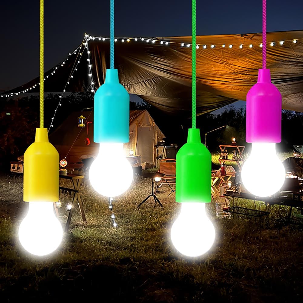 Lampop Light Bulb Battery Operated Hanging Pull Cord Lamp Portable LED ...
