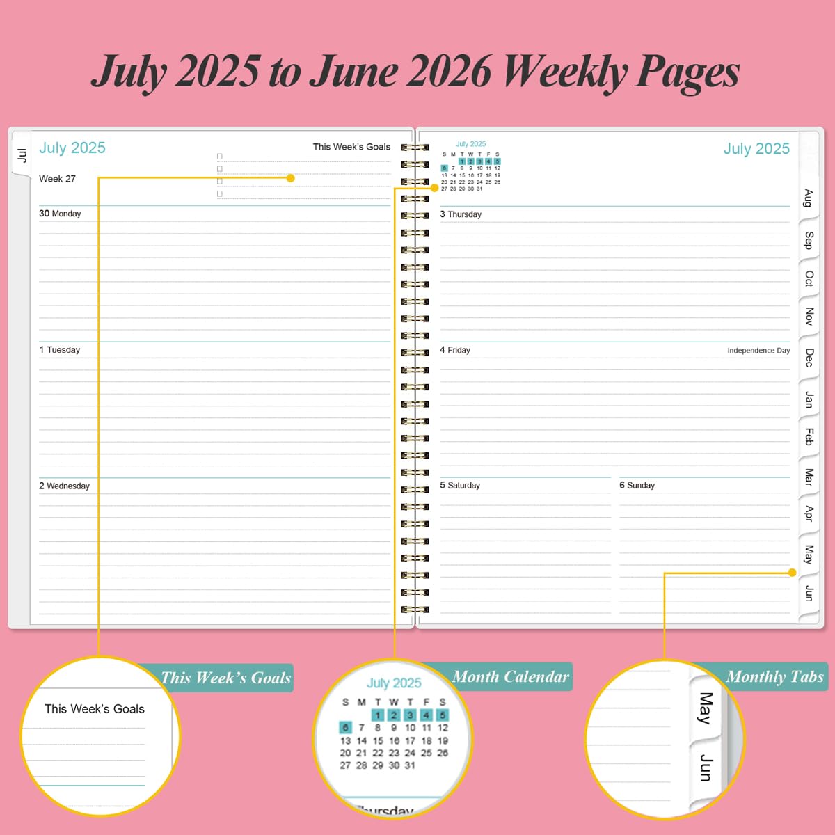 Snapklik.com : 2025-2026 Planner - Weekly & Monthly Planner Spiral ...