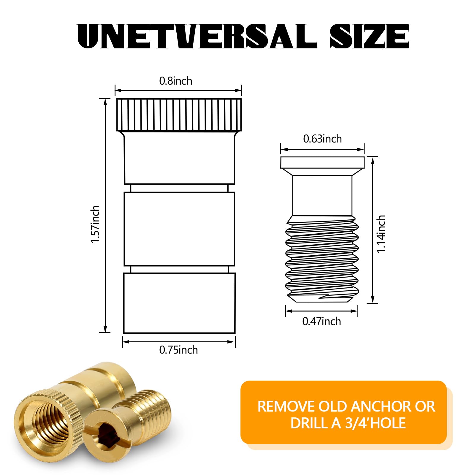 Snapklik.com : 5 Pack Brass Pool Cover Anchors For Concrete, Pool ...