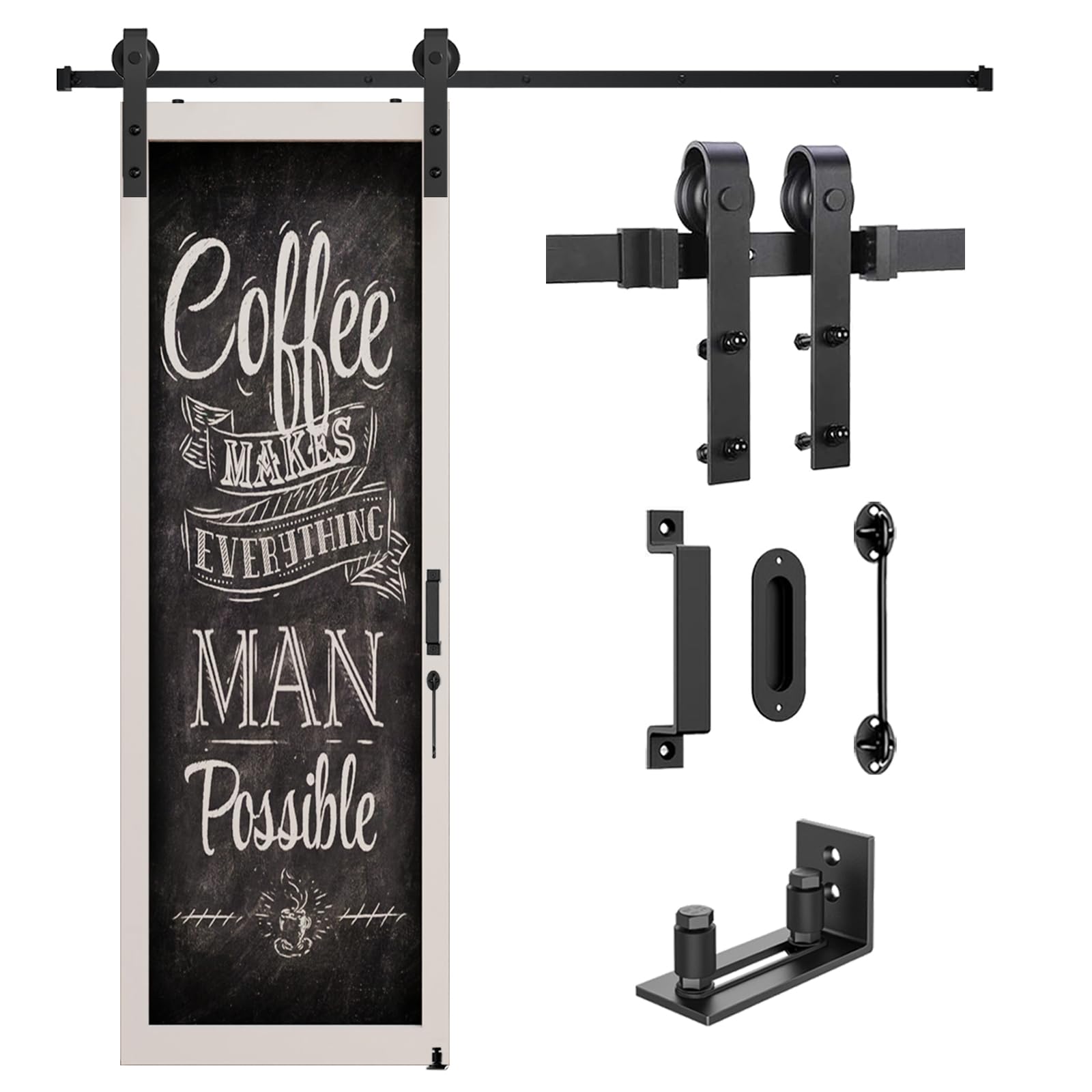 Amazon.com: MDpygsfj Barn Door Hardware Kit Heavy Duty Sliding Door ...