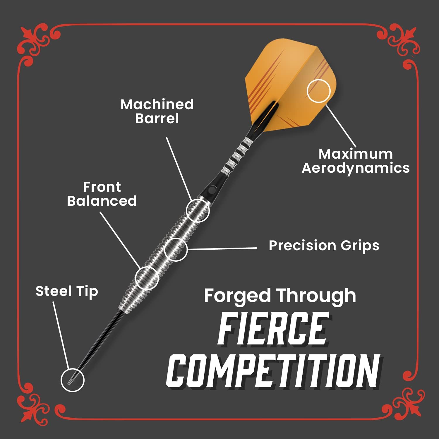 Shot! Darts Zen Dojo Steel Tip Dart Set-Front Weighted 80% Tungsten ...