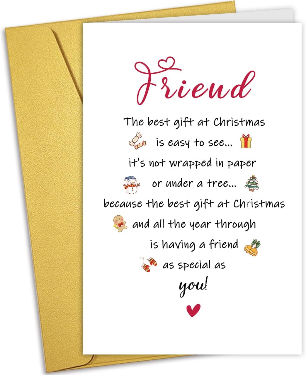 Amazon.com : GYYsweetus Merry Christmas Card for Best Friend, Coworker ...