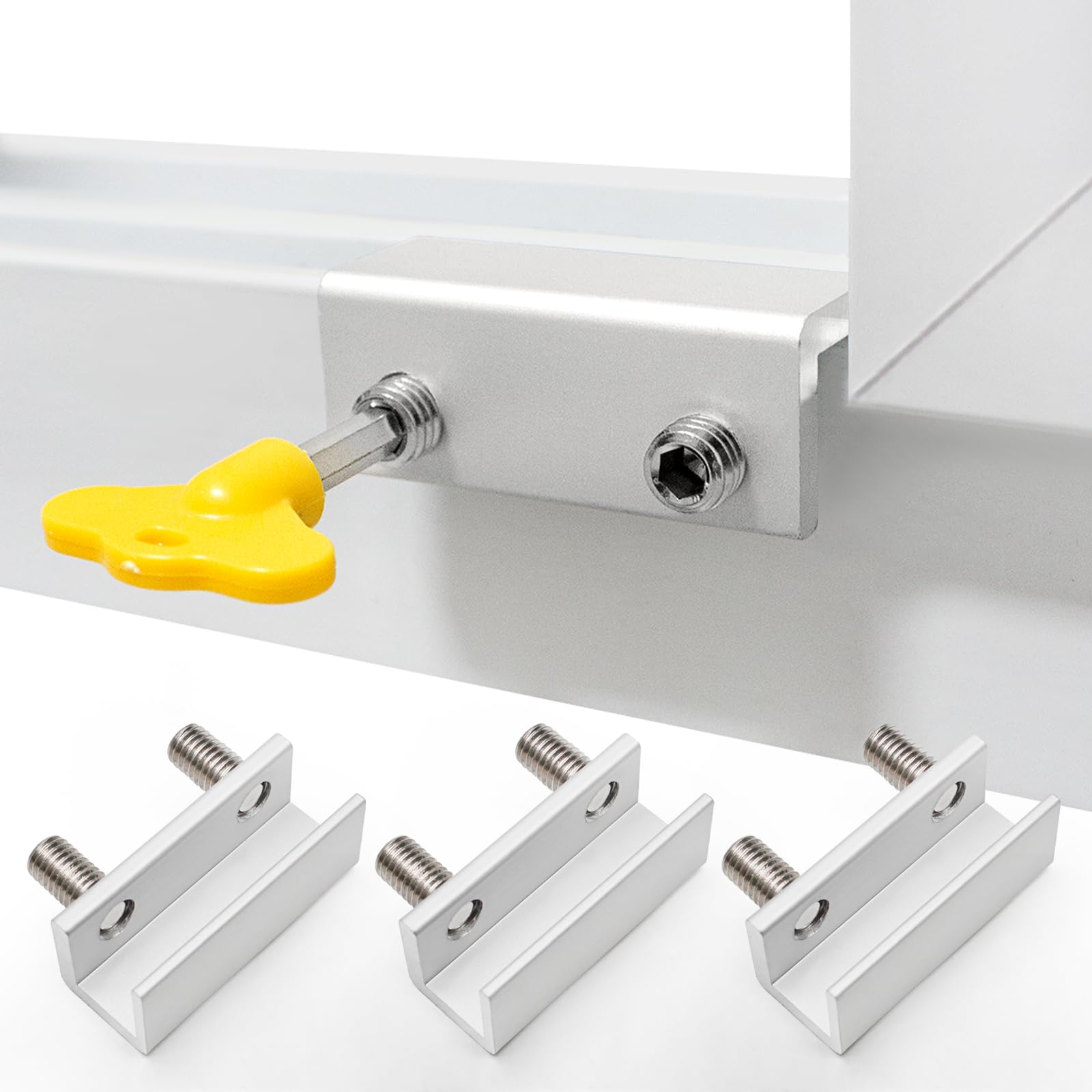 Sliding Window Locks, 4 Pack Adjustable Window Lock, Aluminum Window ...
