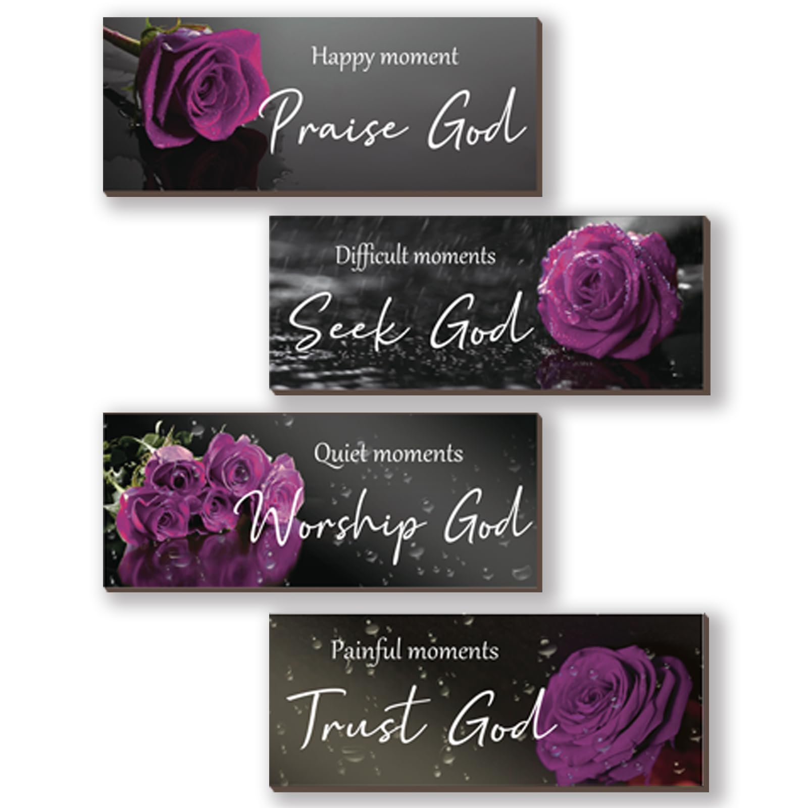 Amazon.com: ONIZHITY 4Pcs Purple Bathroom Decor Religious Wall Art ...