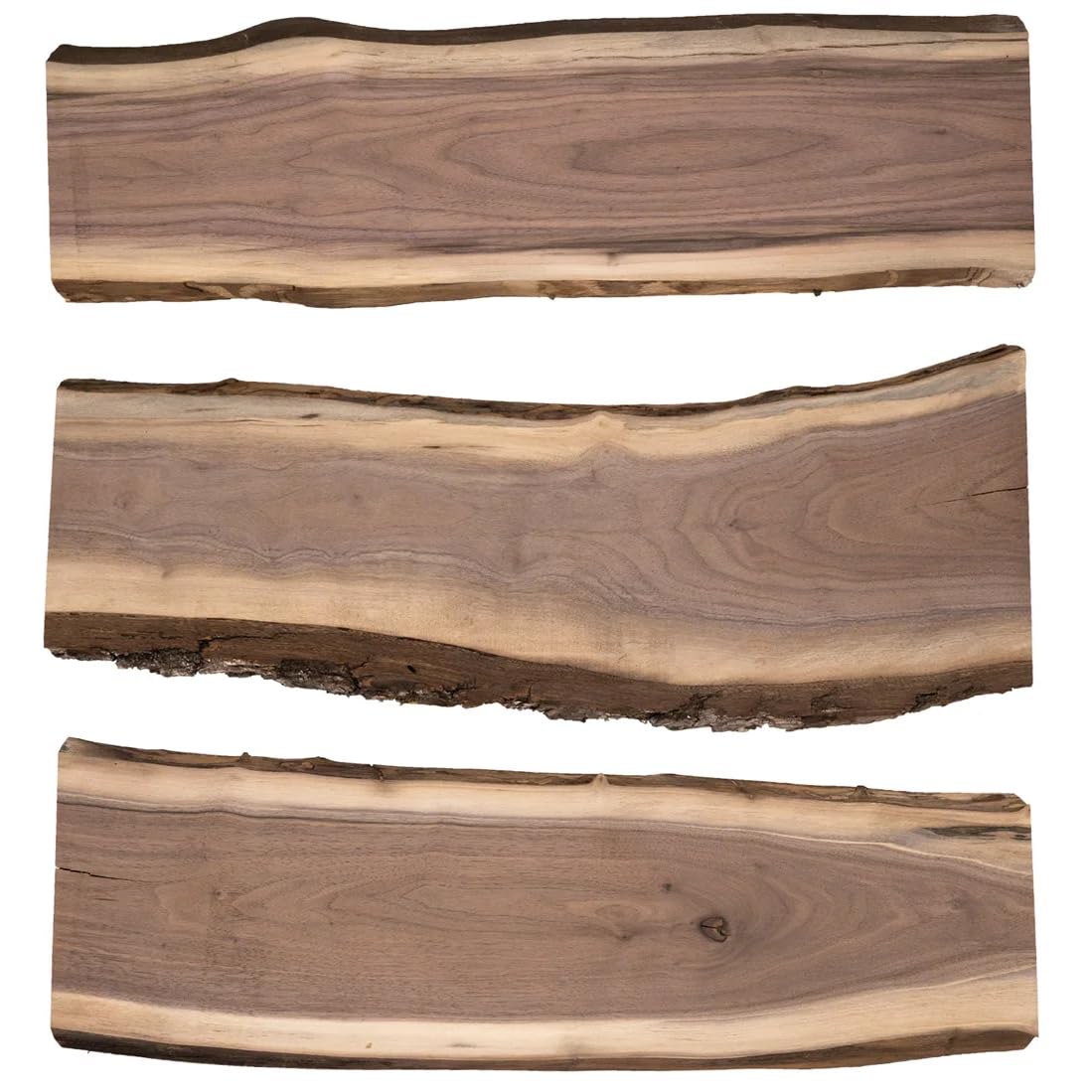 WALRUS OIL - Real Live Edge Rustic Walnut Wood Slabs, 24" Long x 6-10 ...