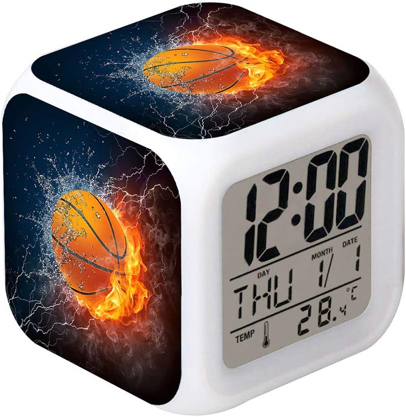 Amazon.com: Cointone Led Alarm Clock Basketball Fire Design Creative ...
