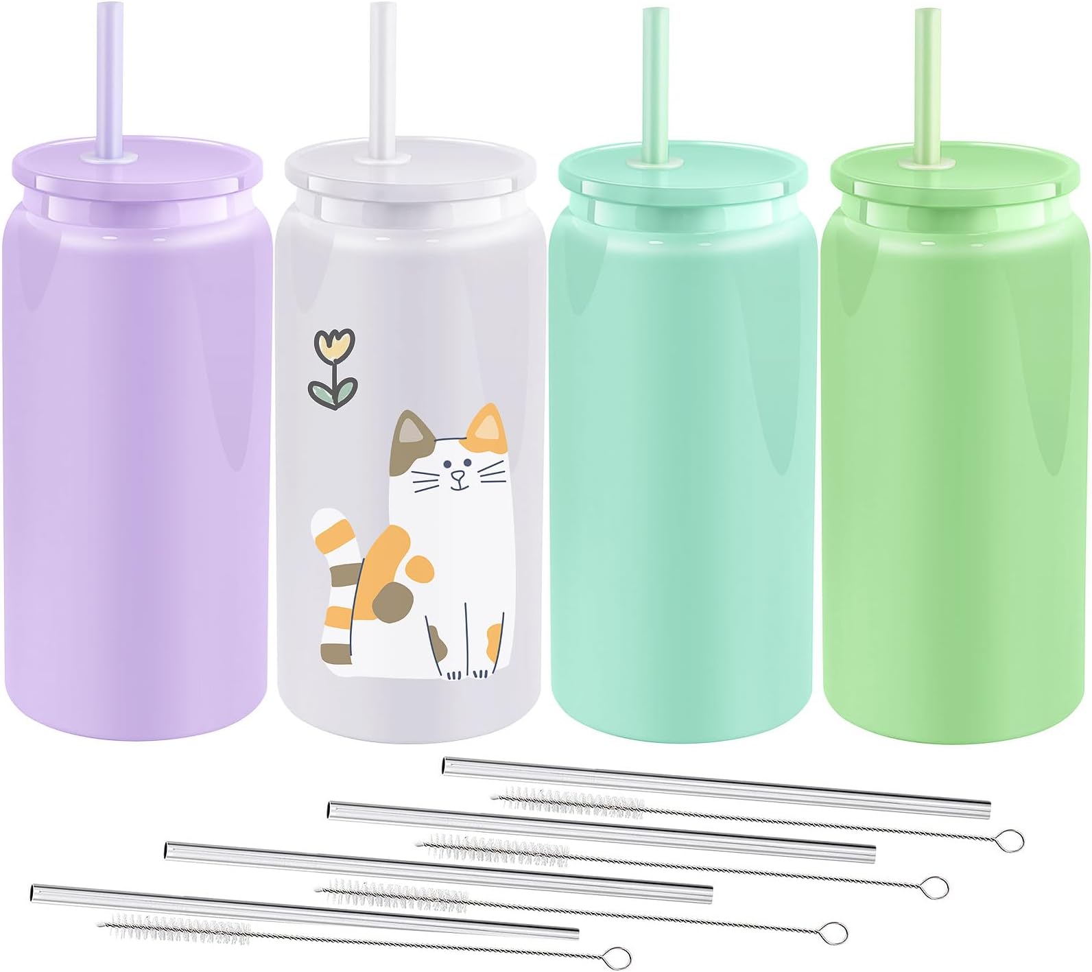 4 Piezas de Termos para Sublimar con Tapas y Popotes, 16 oz(473ml ...