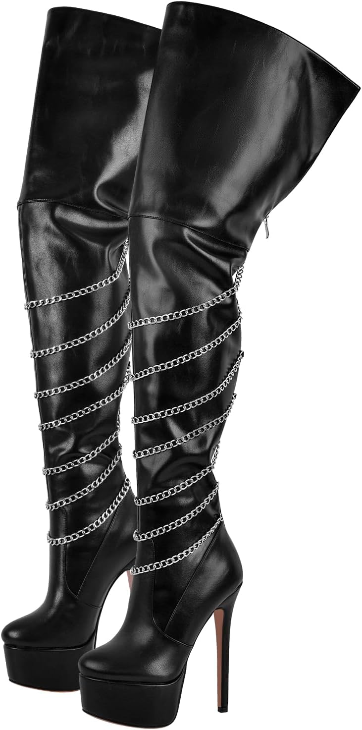 Amazon.com | richealnini Platform Heel for Women Stiletto Over the Knee ...