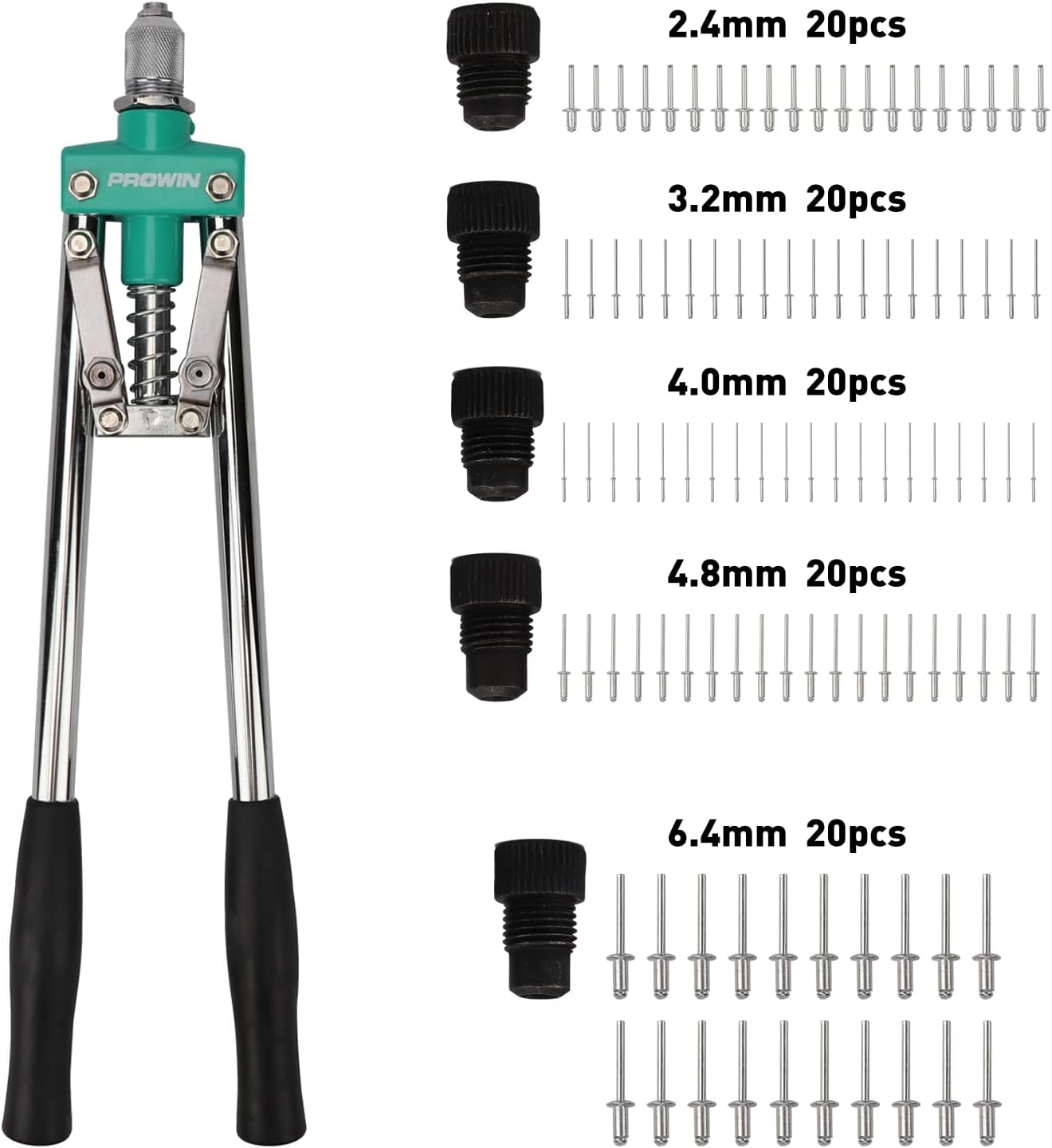 Amazon.com: Prowin 17'' Rivet Gun Tool Professional Heavy Duty Hand ...