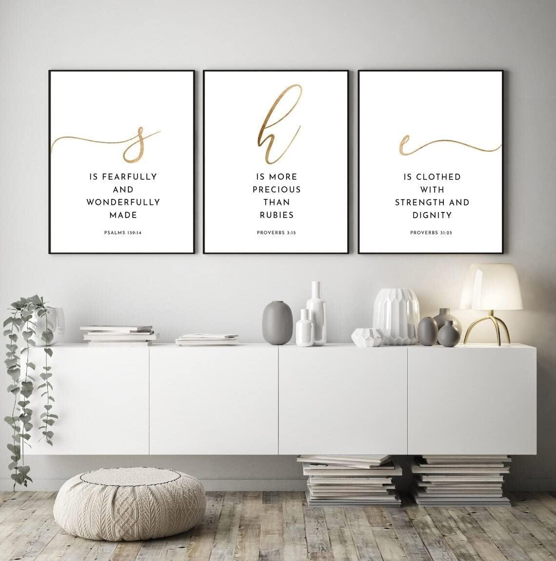 Amazon.com: Wall Art 3 Pieces Proverbs 31:25 Clothed with strength ...