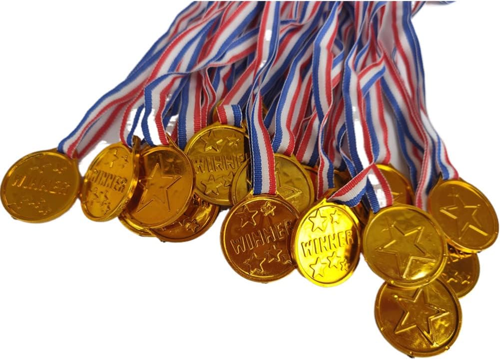 Amazon.com: AISIBO Gold Plastic Winner Award Medals, 30PCS Golden ...
