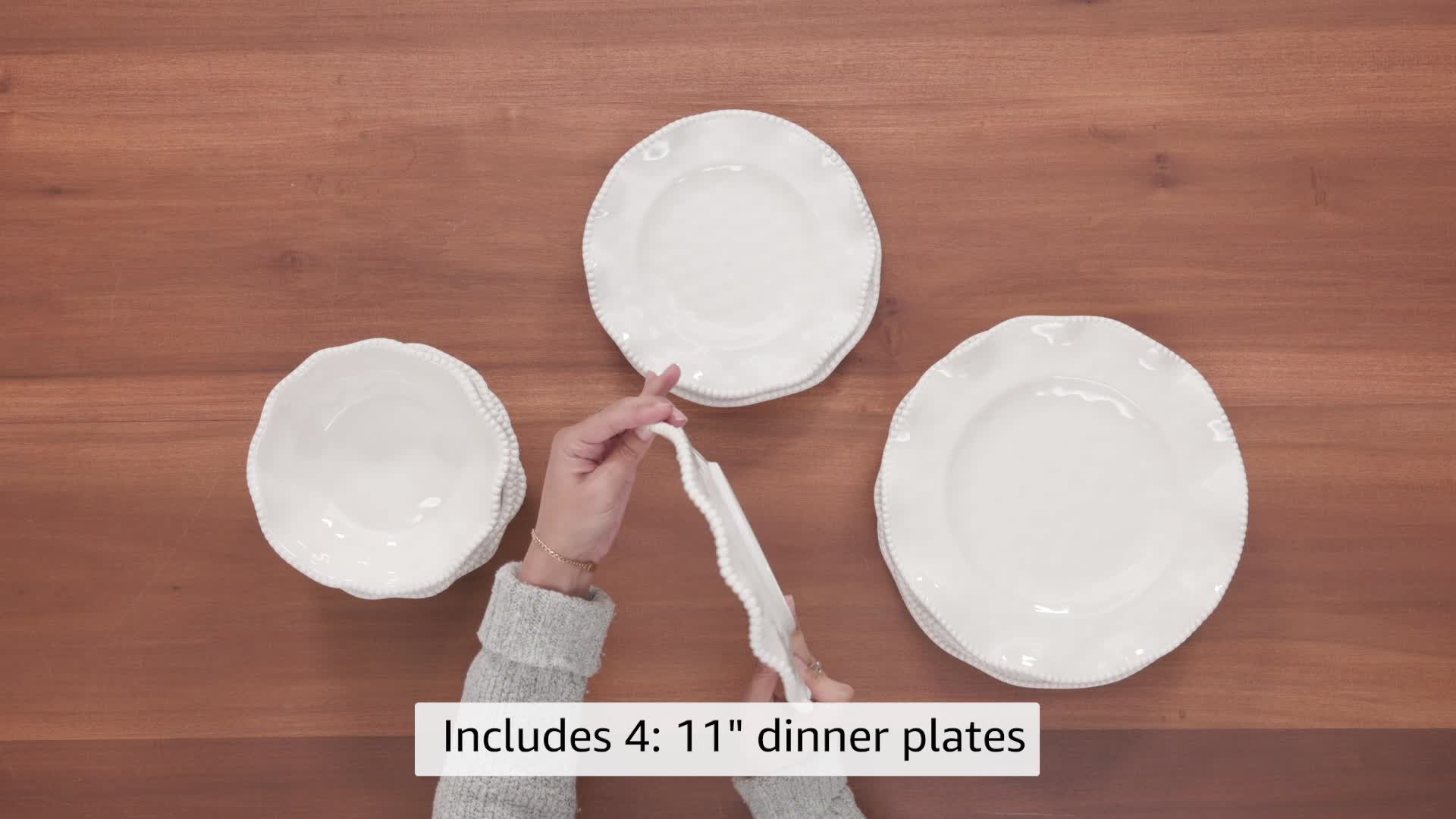 White Melamine Dinnerware Sets Perlette Cream 12-Piece Melamine ...
