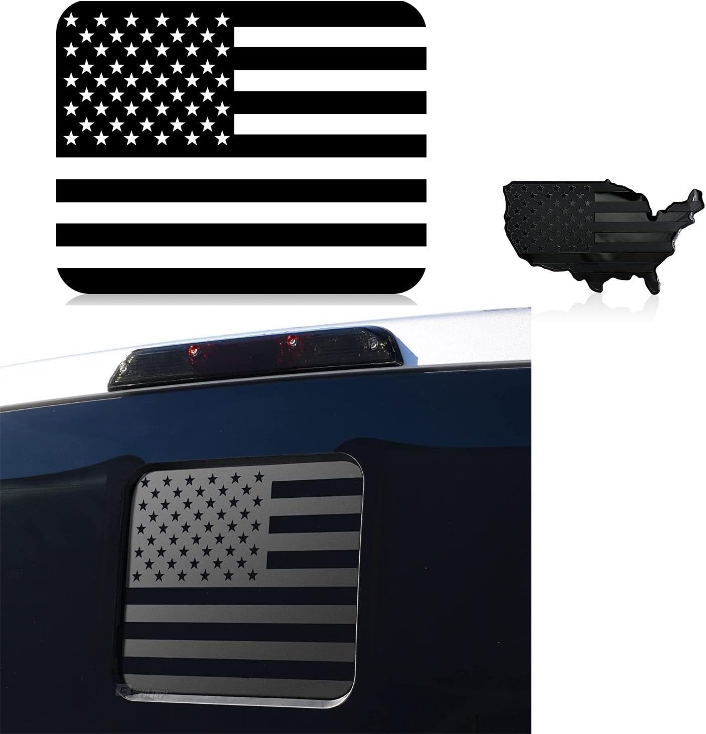 Amazon.com: Rear Window Decals for Ford: Black American Flag Decal for ...