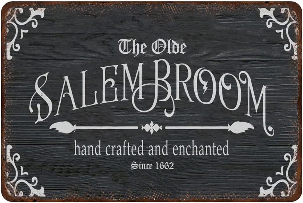 Amazon.com: Retro Metal Tin Sign Old Salem Broom Halloween Poster Salem ...