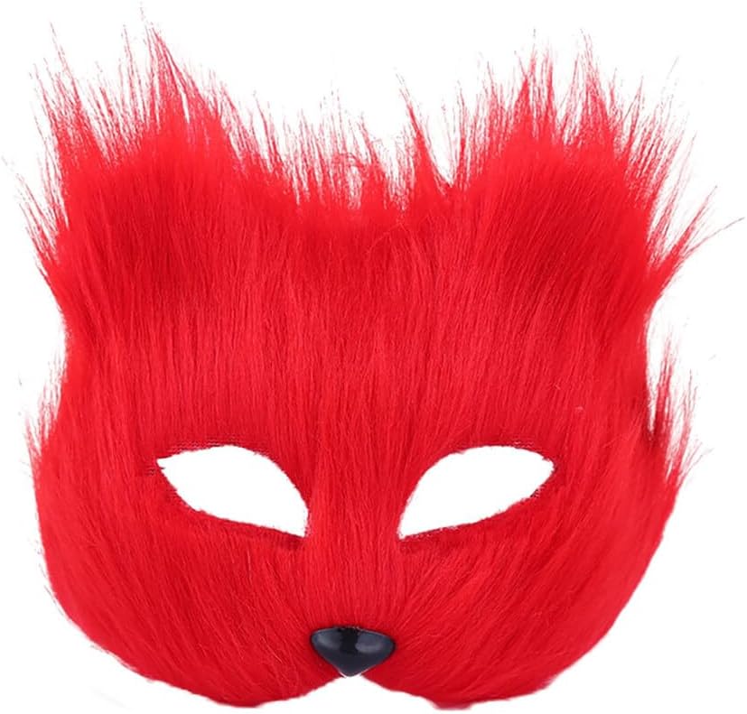 Amazon.com: ikasus Artificial Fox Face Cover Mask Halloween Fox Mask ...