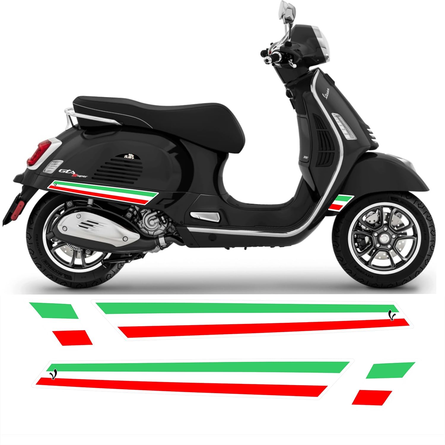 Amazon.com - Generic Vespa Side Stripes Stickers Tricolore with Italian ...