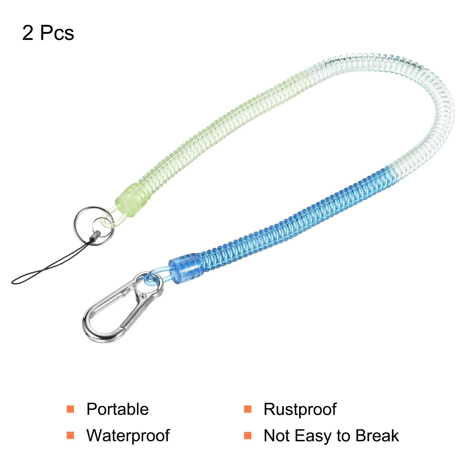 PATIKIL Retractable Coil Spring Keychain Clasp with Big Key Ring 260mm ...