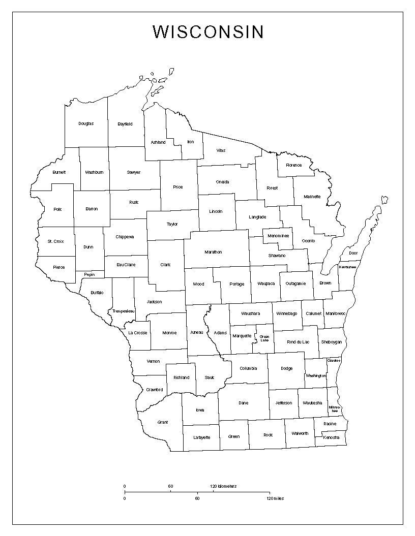 Map - Labeled County Map of Wisconsin Vivid Imagery Laminated Poster ...