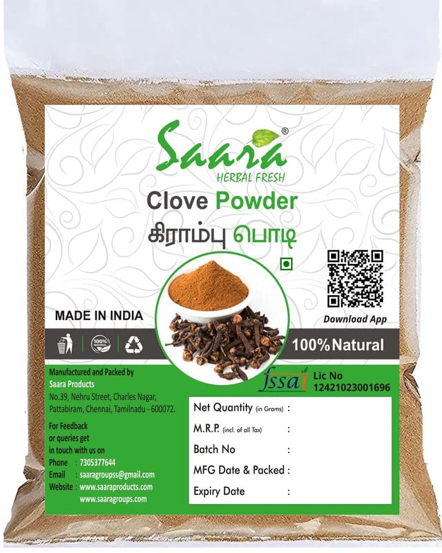 SAARA Herbal Fresh Organic Cloves Powder 150g | Laung | Lavang ...