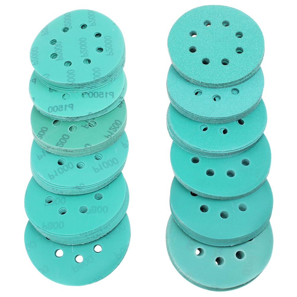 120 Pack 5-Inch 8-Hole Sanding Discs Assortment 60-2000 Grit (10 of ...