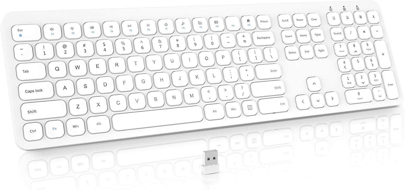 cimetech 2.4G Wireless Keyboard, Ultra-Slim Silent Full-Size Computer ...