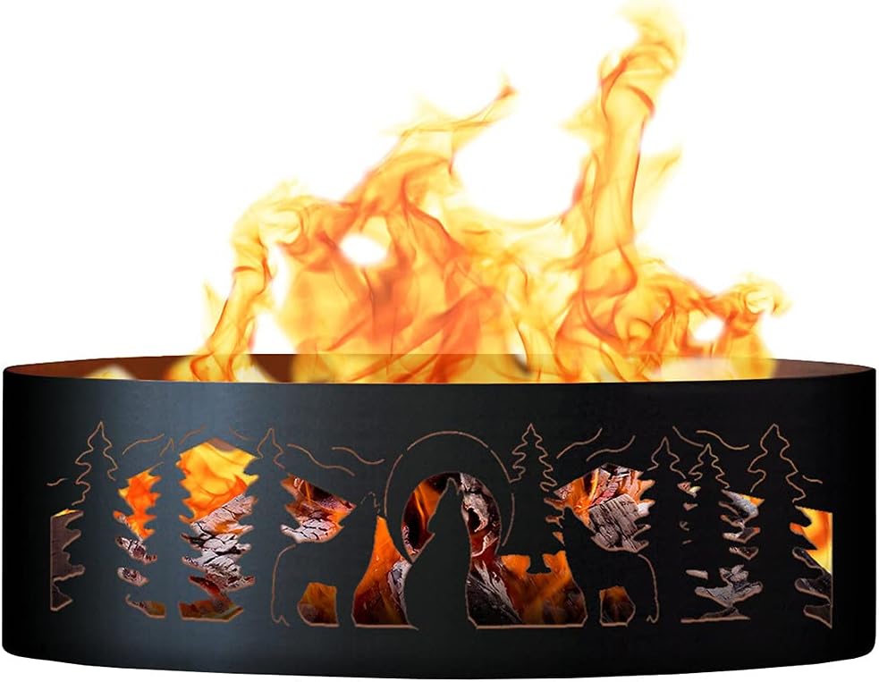 Amazon.com: 48 Inch Fire Ring - Wolves Steel Fire Pit : Clothing, Shoes ...