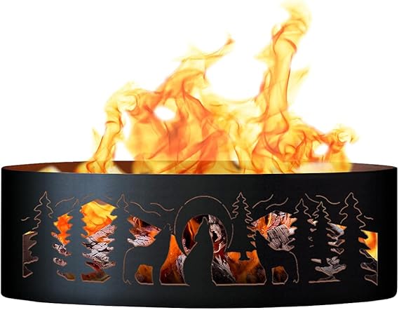 Amazon.com: 48 Inch Fire Ring - Wolves Steel Fire Pit : Clothing, Shoes ...