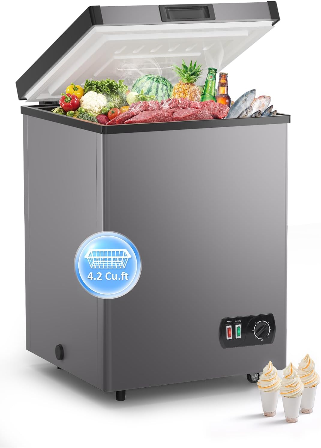 Amazon.com: 4.2 Cu.ft Deep Freezers Top Door with 2 Basket, 7 ...