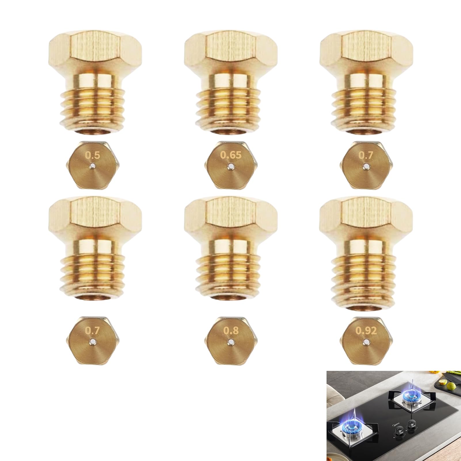 Gas Hob 5 Burner 15pcs Lpg Gas Nozzle Injector Conversion Kit ...