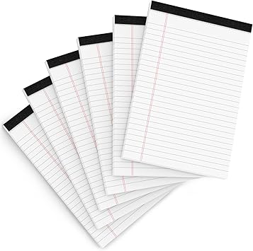 Legal Pads Narrow Ruled 5 x 8-Inch Legal Notepads 5x8 6 Pack Writing Pads 5 x 8 for Office White ...