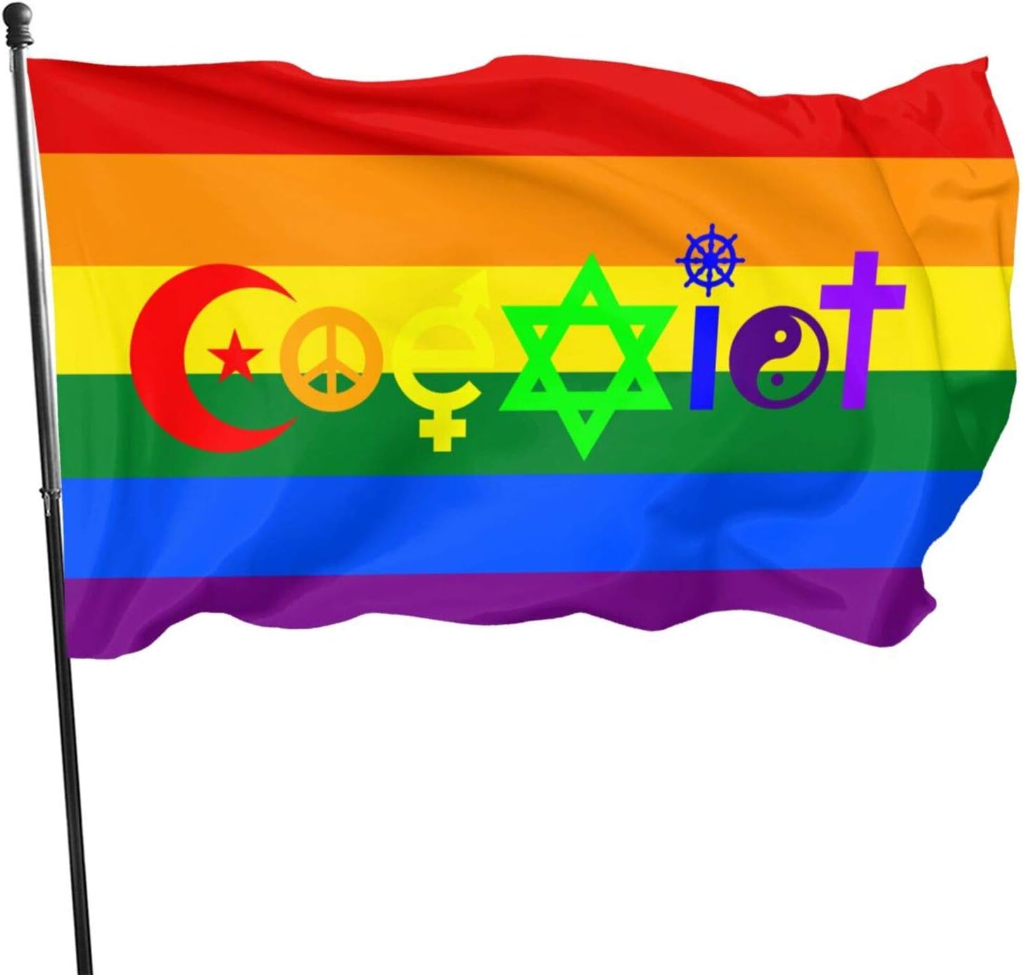 Amazon.com : VAHTU Rainbow Coexist Outdoor 3 X 5 Feet National Flag ...