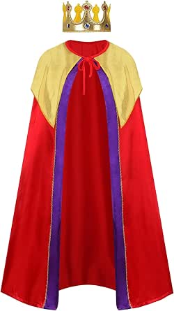 Amazon.com: GRAJTCIN Adult King Costume Cape Crown Set Kids Satin King ...