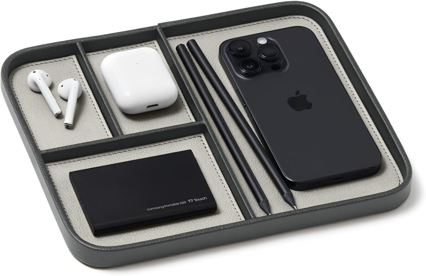 Amazon.com: Nordik Leather Valet Tray - Sahara Gray - Premium Vegan ...